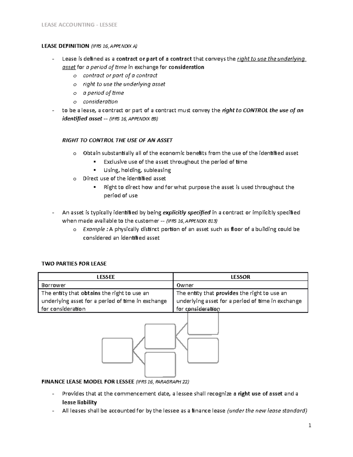 Lease (Chap 10) - Models for lessee Operating lease Short-term lease ...