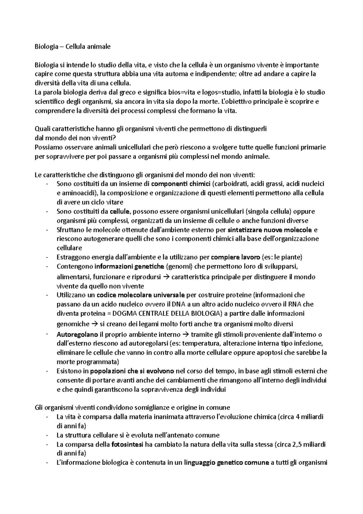 Biologia Cellula Animale - Biologia – Cellula animale Biologia si ...