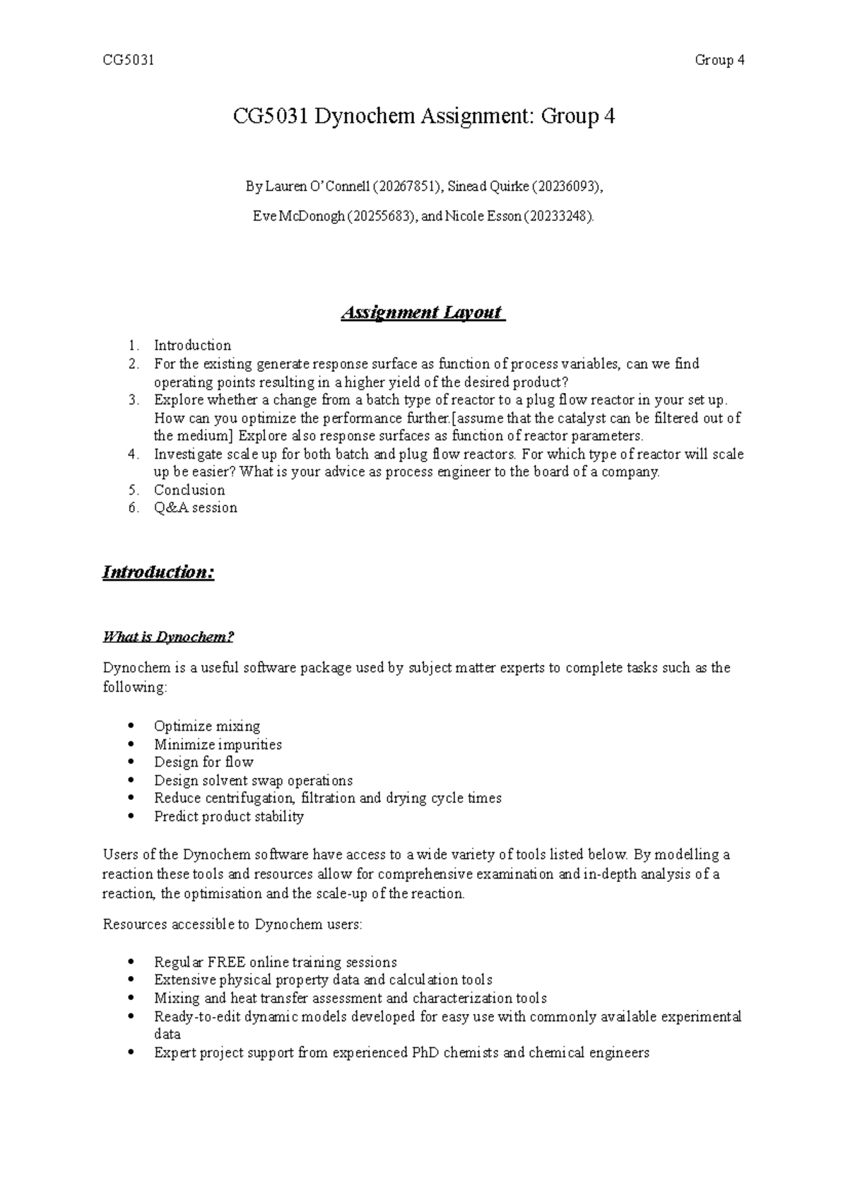CG5031 Dynochem Group 4 - CG5031 Dynochem Assignment: Group 4 By Lauren ...