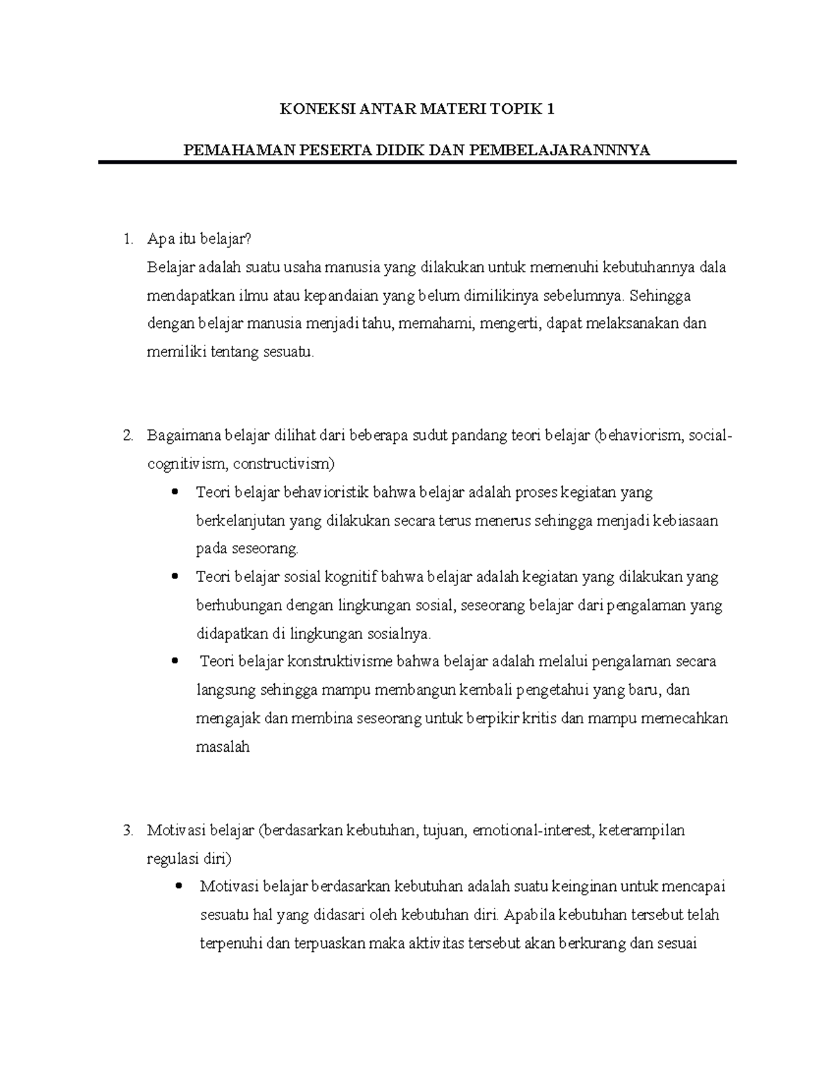 Koneksi Antar Materi Topik 1 PPDP - KONEKSI ANTAR MATERI TOPIK 1 PEMAHAMAN PESERTA DIDIK DAN ...