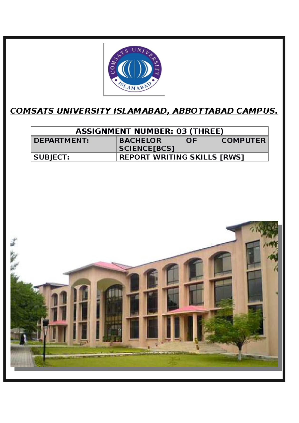 ASS-03 - it was helpful and easy to understand. - COMSATS UNIVERSITY ISLAMABAD, ABBOTTABAD ...