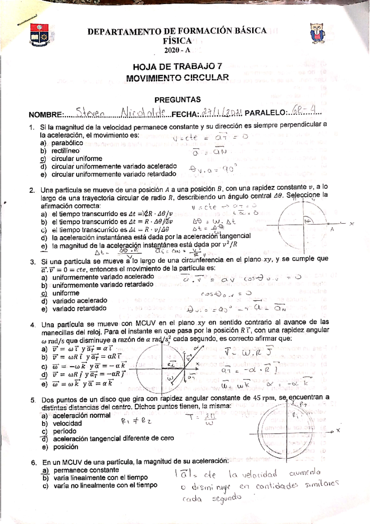 Hoja de trabajo 7 - Física - Studocu