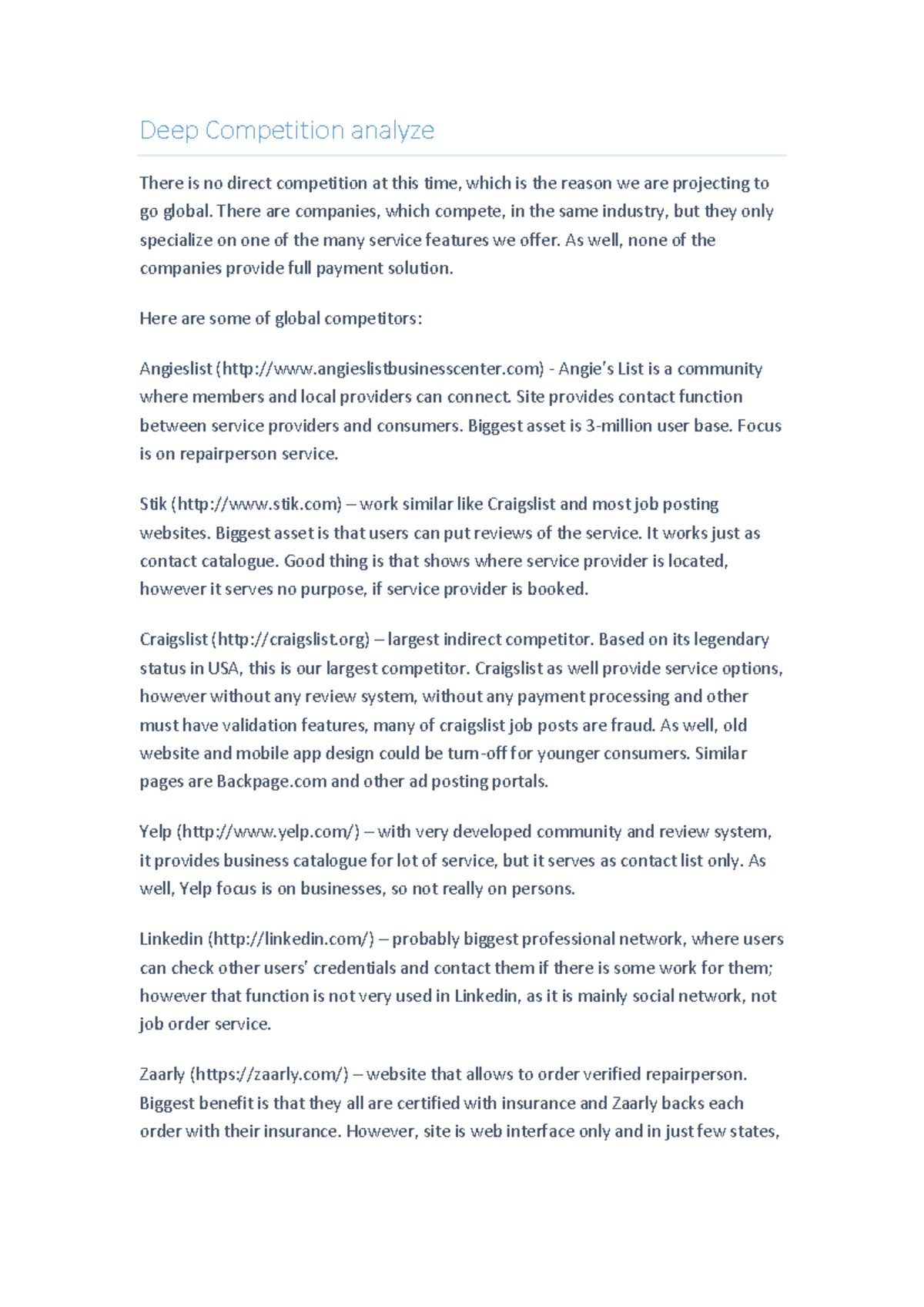 Deep Competitionanalyze - Deep Competition analyze There is no direct ...