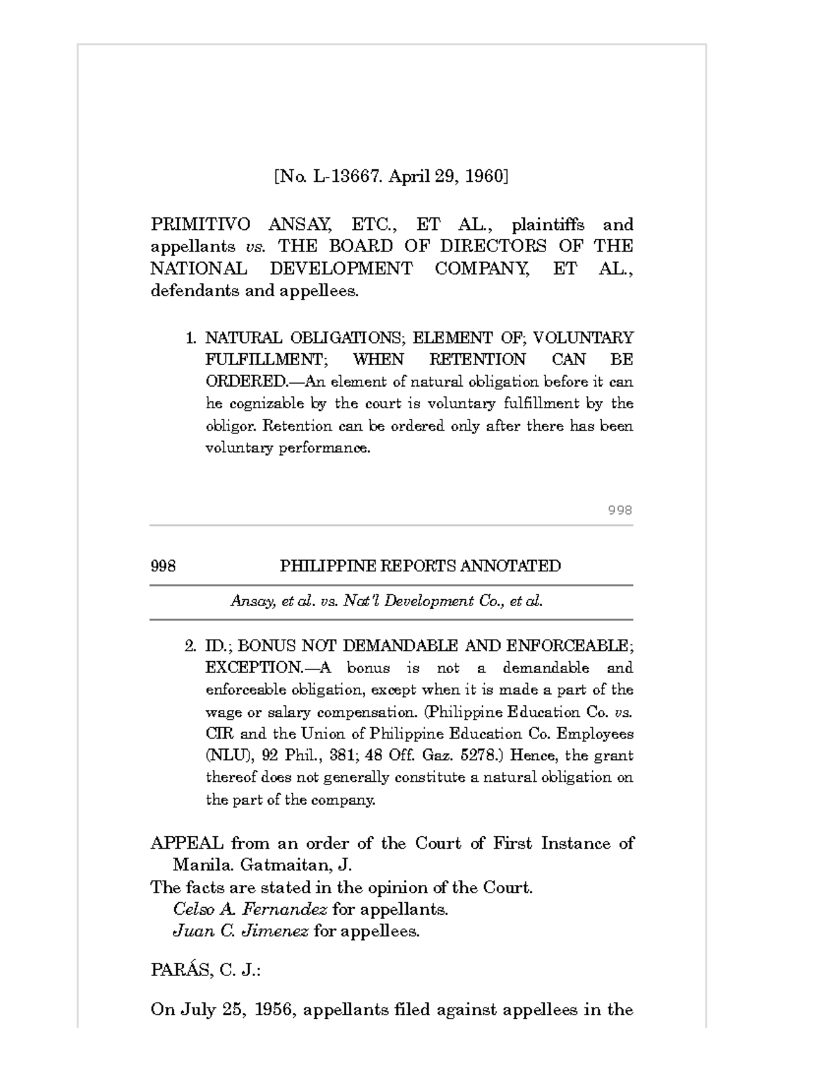 A3 2 Ansay vs NDC - eSCRA - 1. 2. [No. L-13667. April 29, 1960 ...
