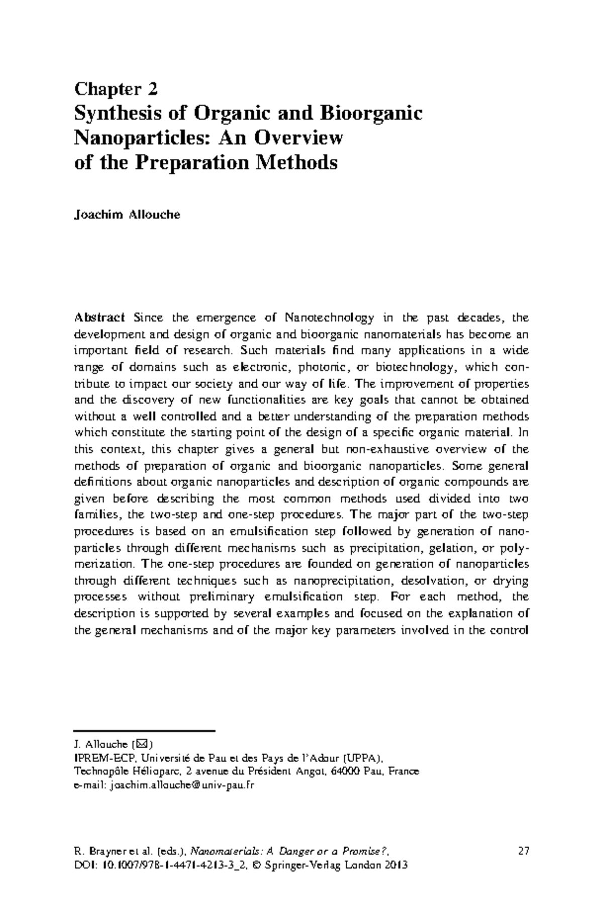 Methods of Preparation of Nanoparticles - Chapter 2 Synthesis of ...