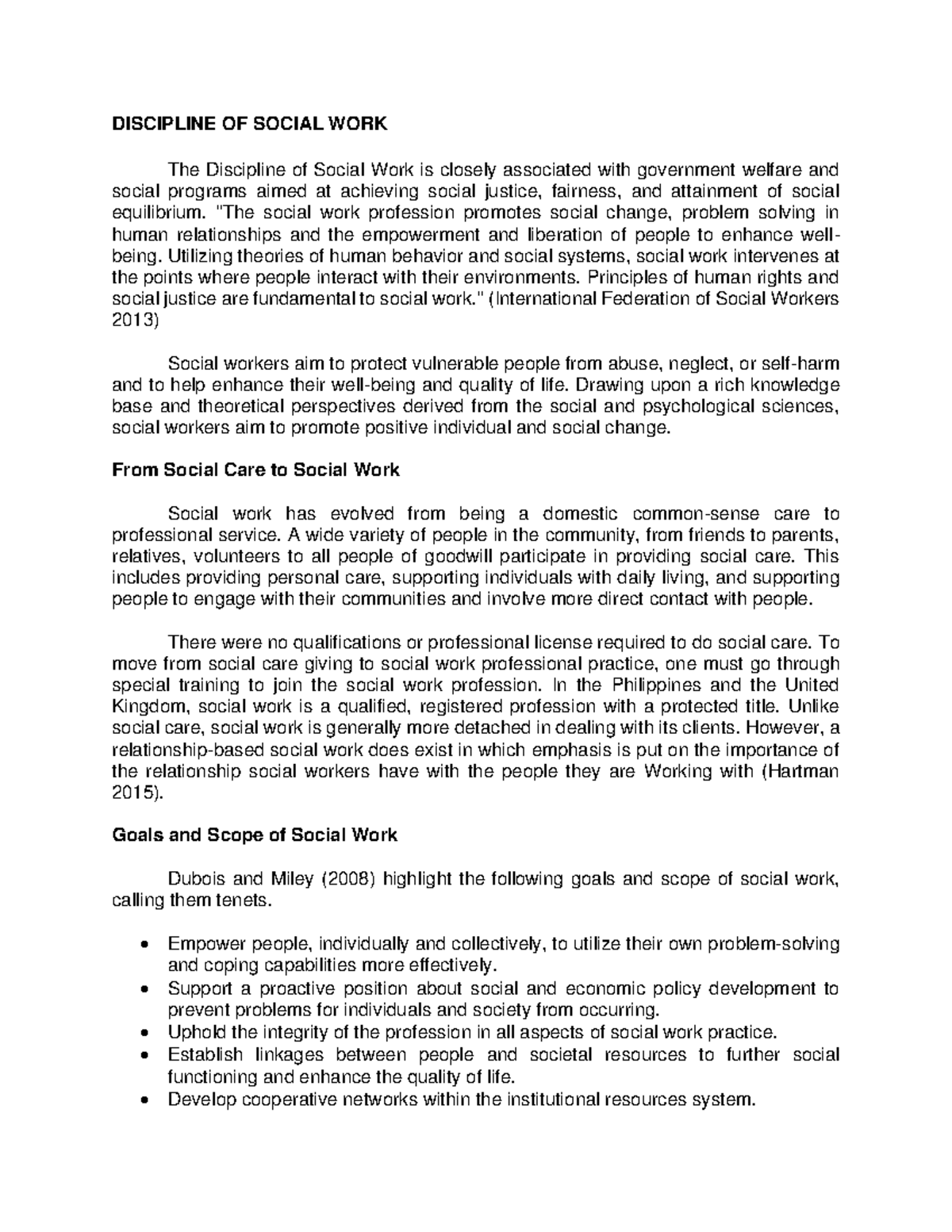 Discipline OF Social WORK - DISCIPLINE OF SOCIAL WORK The Discipline of ...