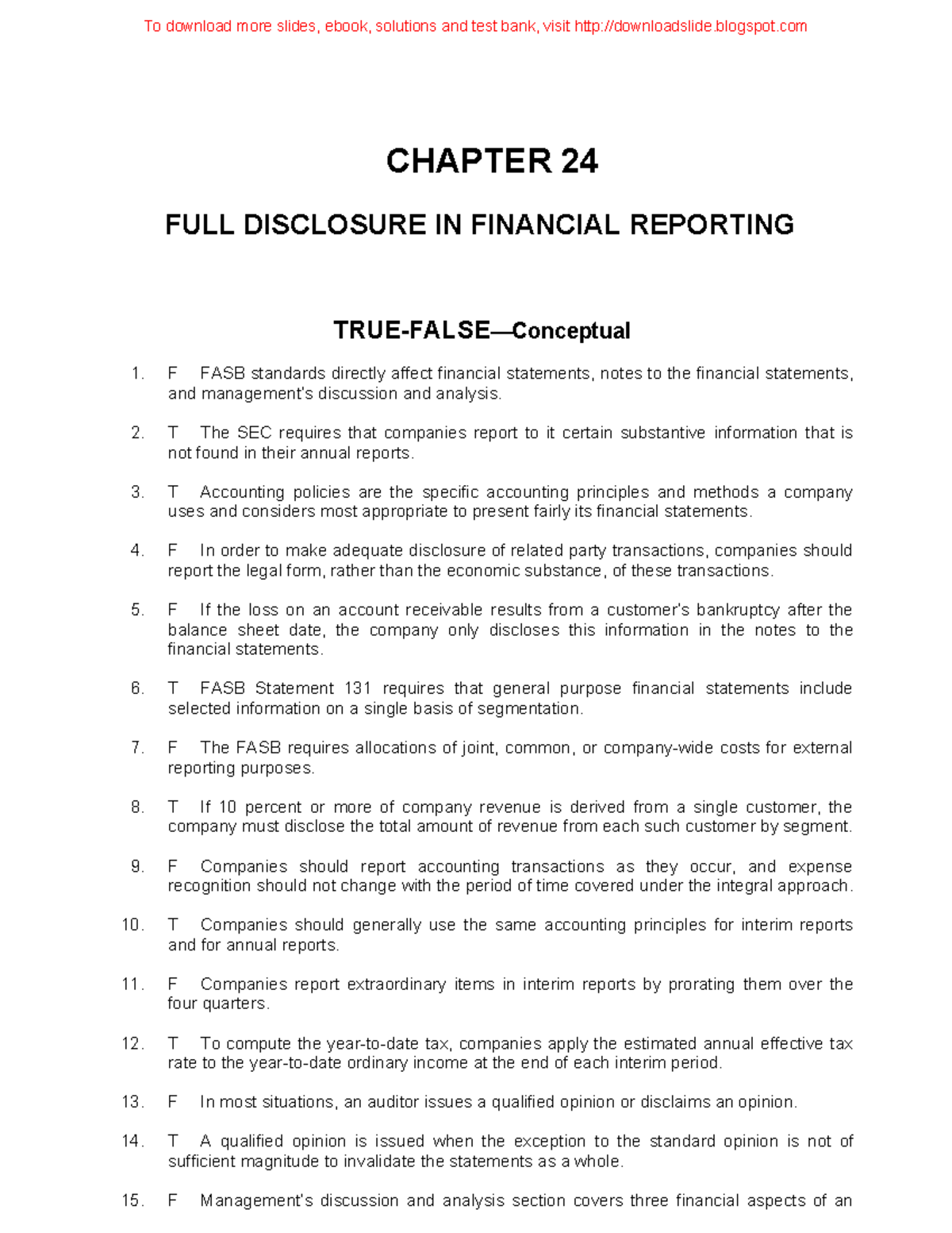 Notes-Part-2 - accounting materials - CHAPTER 24 FULL DISCLOSURE IN ...