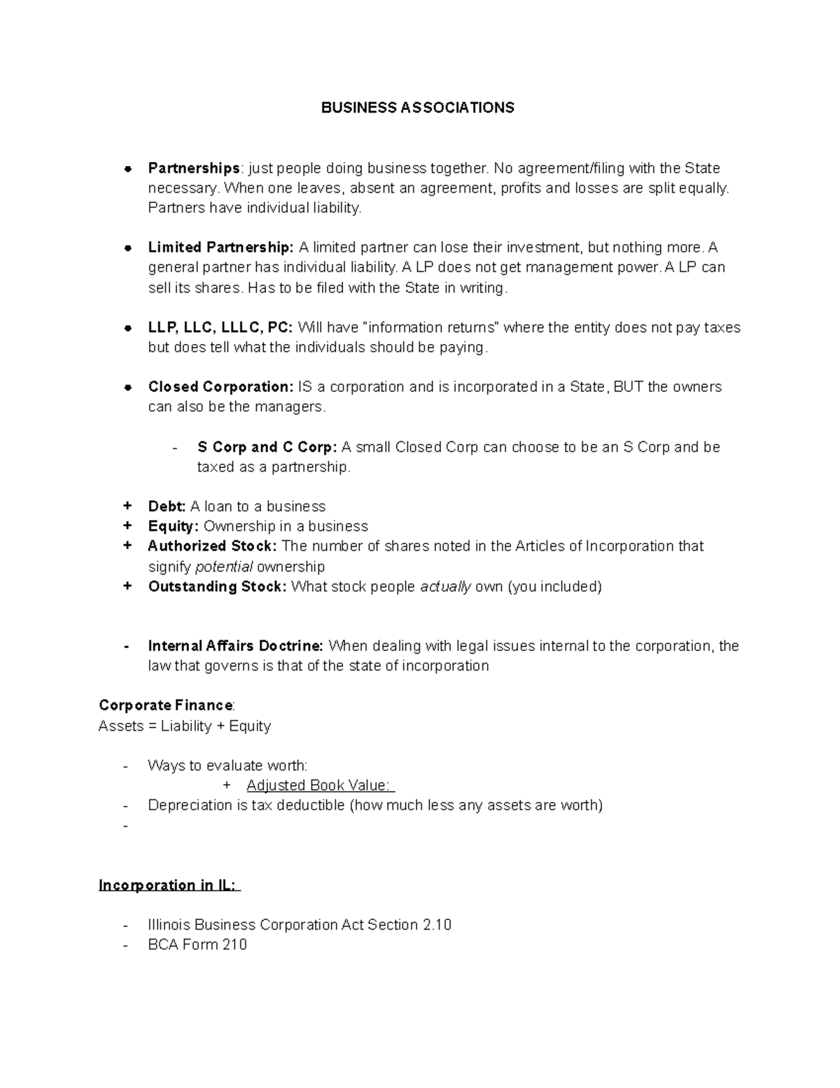 Business Associations - BUSINESS ASSOCIATIONS Partnerships : just ...