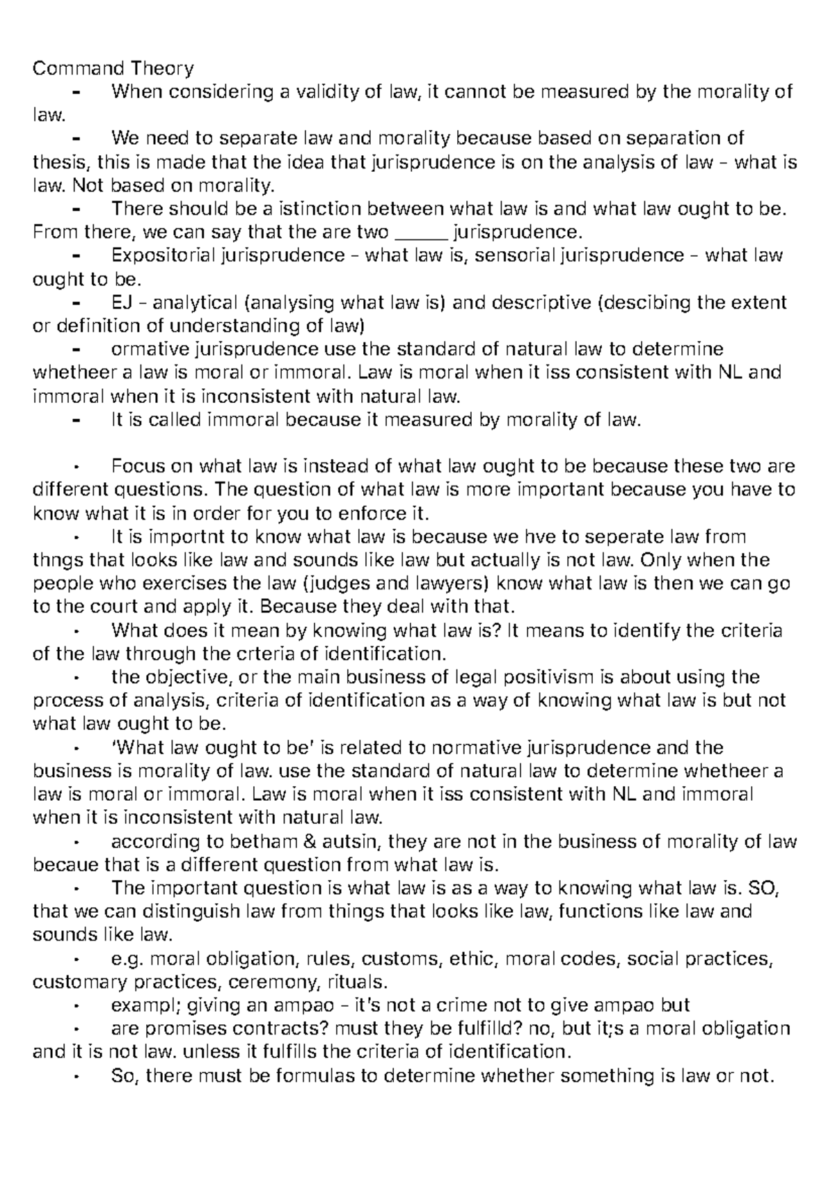 Command Theory - Command Theory ⁃ When considering a validity of law ...