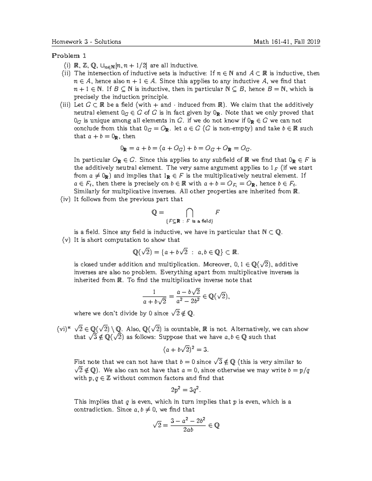 Honors Calculus I Homework #3 Solutions Chicago - Homework 3 ...