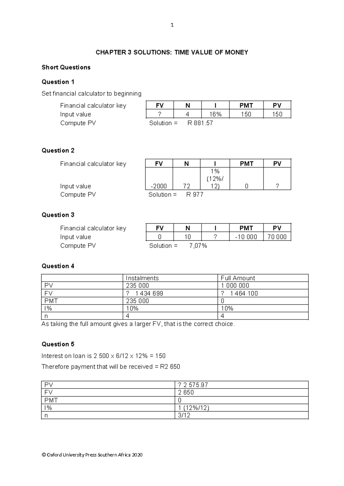 Textbook solutions Chapter 3 Time Value of Money - CHAPTER 3 SOLUTIONS ...