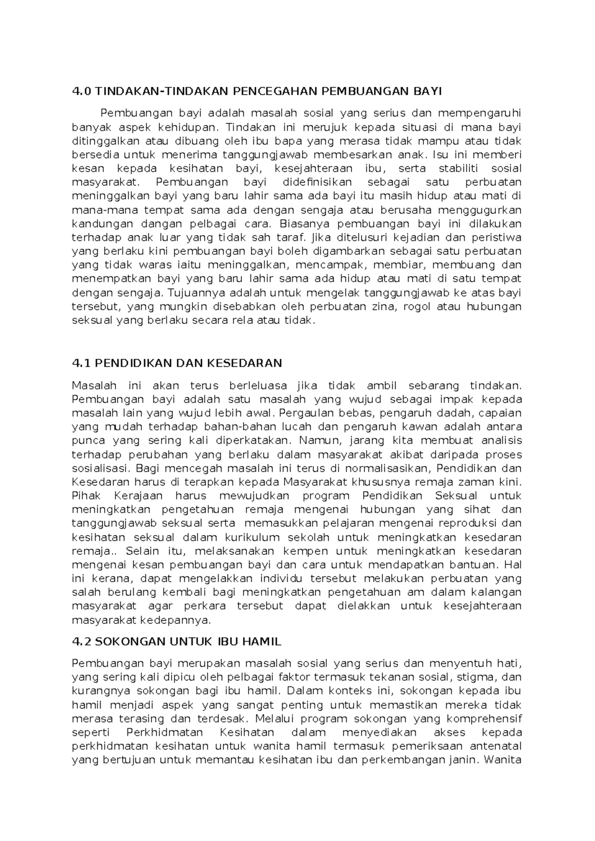 Tindakan' pembuangan bayi 2 - 4 TINDAKAN-TINDAKAN PENCEGAHAN PEMBUANGAN ...