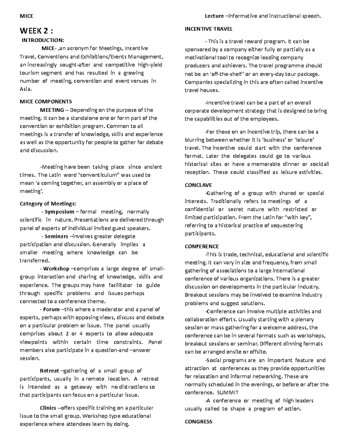 MICE- Prelim - MICE WEEK 2 : INTRODUCTION: MICE- ,an acronym for ...