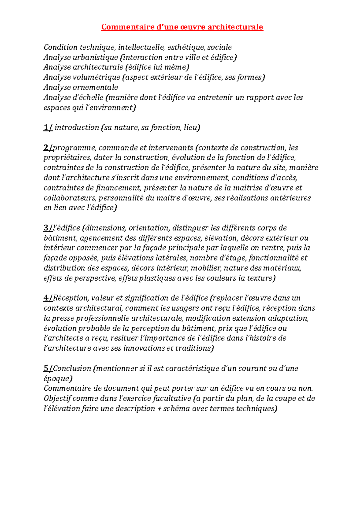 Commenter une oeuvre Architecturale - Commentaire d’une œuvre ...
