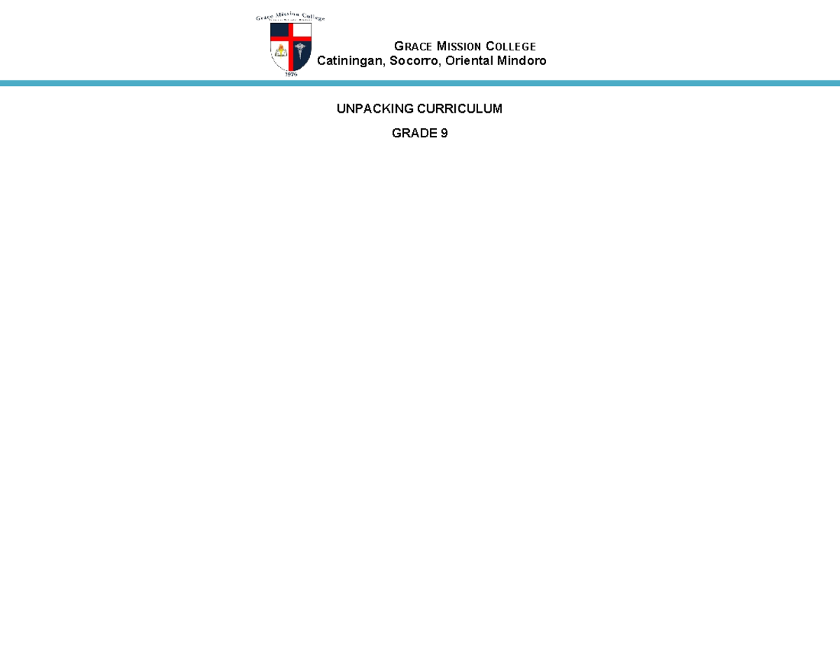 G9 - Notes - GRACE MISSION COLLEGE Catiningan, Socorro, Oriental ...