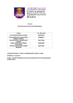 Draft 4 - Analisis Ayat Al Quran CTU 152 - UNIVERSITI TEKNOLOGI MARA CAWANGAN PERAK KAMPUS TAPAH ...