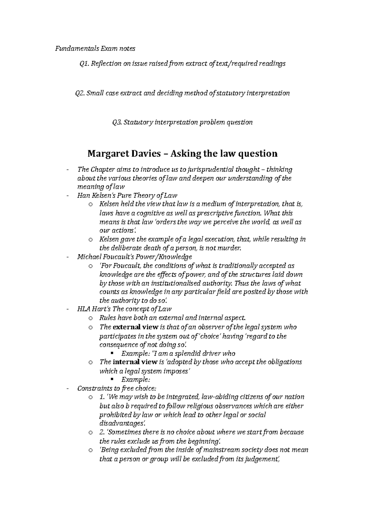 Fundamentals Exam notes - Reflection on issue raised from extract of ...