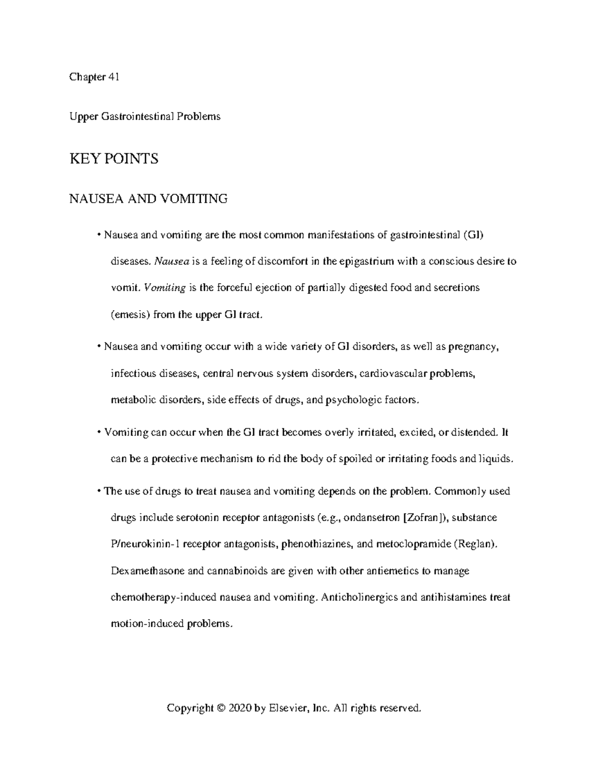 Chapter 041 - Chapter 41 Upper Gastrointestinal Problems KEY POINTS ...