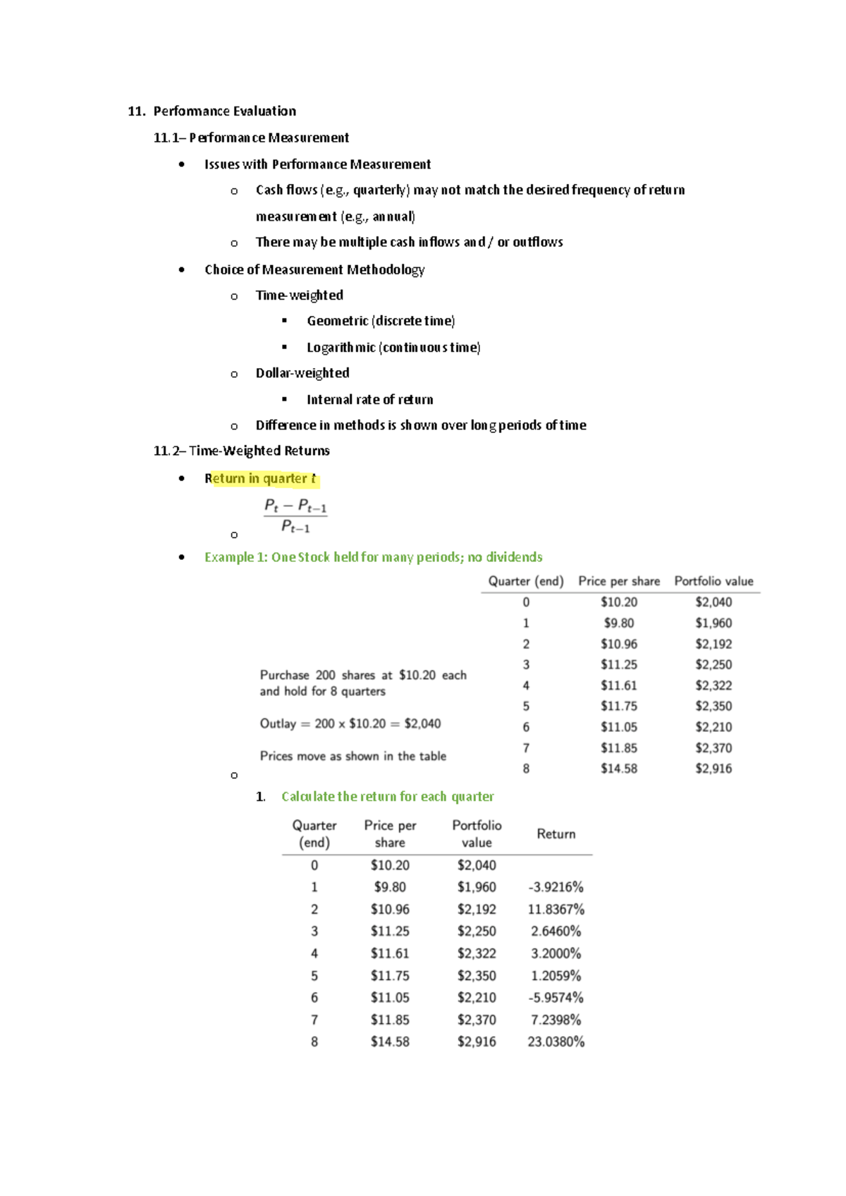 FNCE30001 Investments Revision - Performance Evaluation - 11 ...