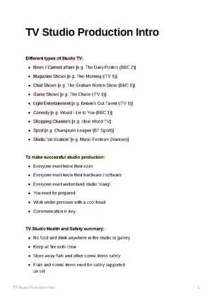 Studio roles and responsibilities - Studio roles and responsibilities 📺 ...
