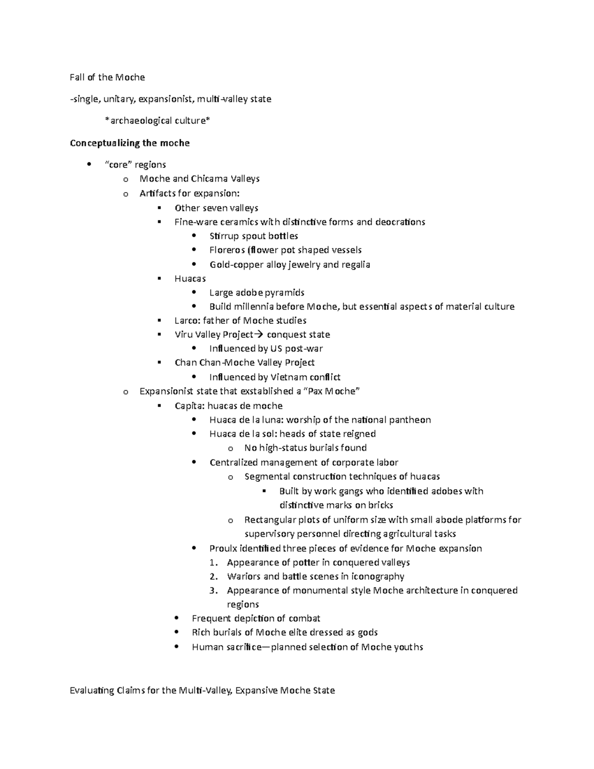 Fall of the Moche - Fall of the Moche -single, unitary, expansionist ...