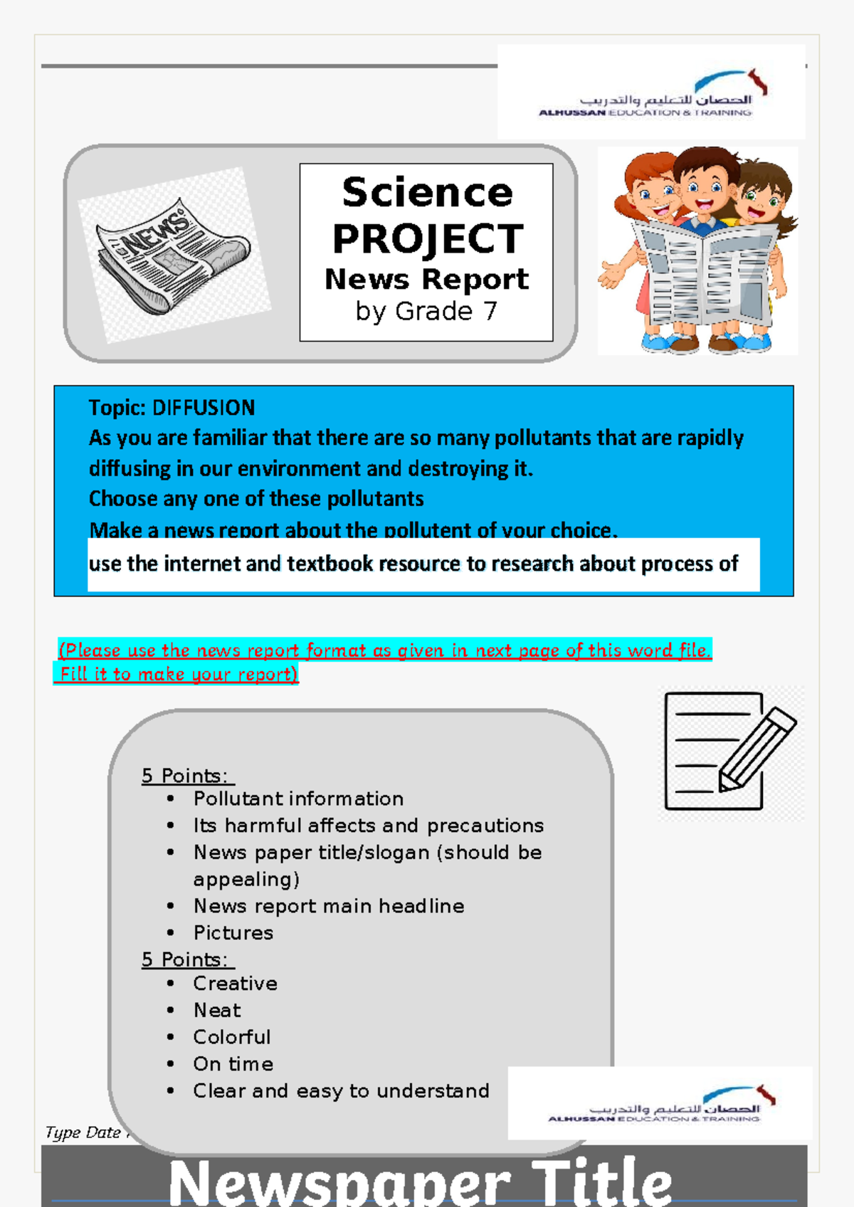 Grade 7H Project - bmbmcncn - (Please use the news report format as ...