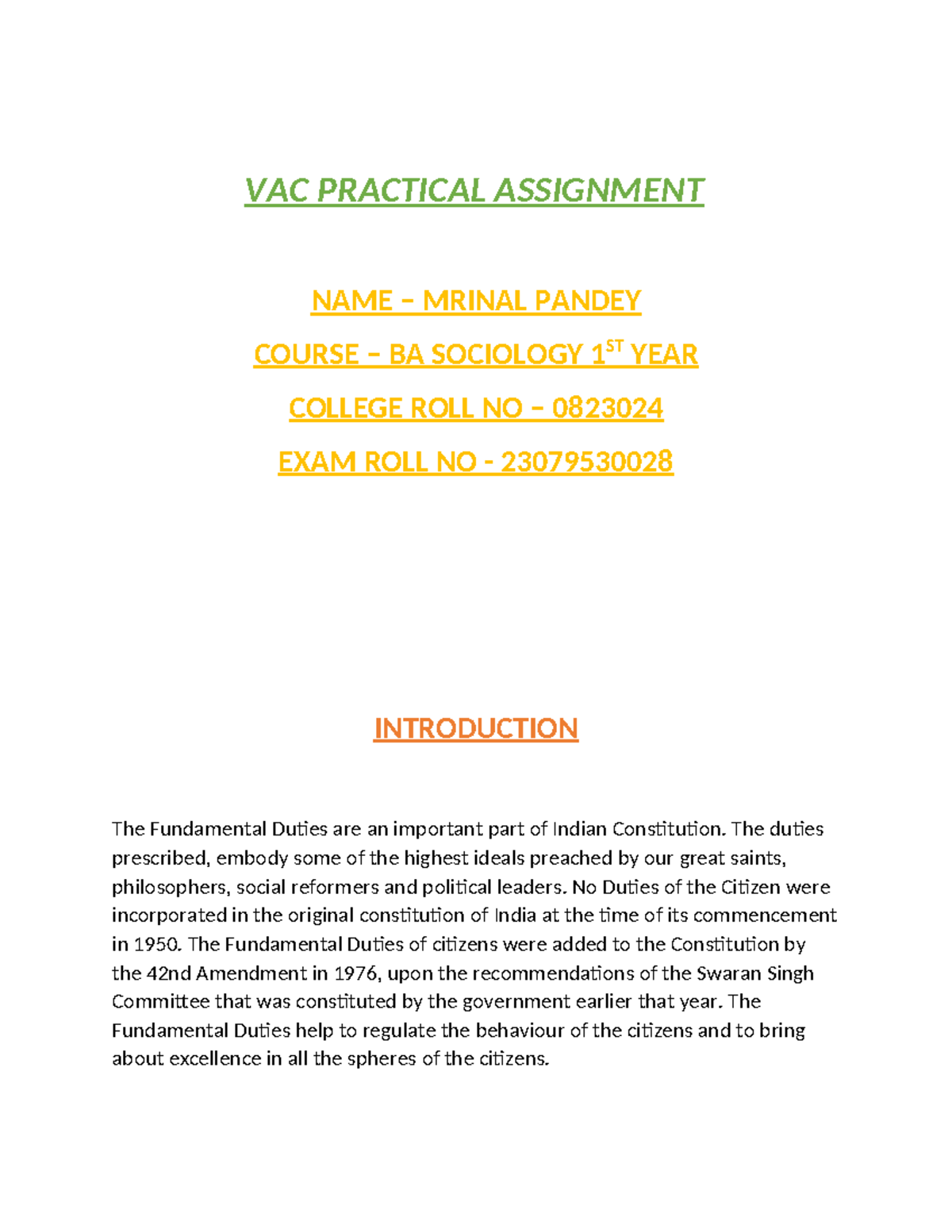 VAC Practical Assignment BY Mrinal Pandey 0823024 - VAC PRACTICAL ASSIGNMENT NAME – MRINAL ...
