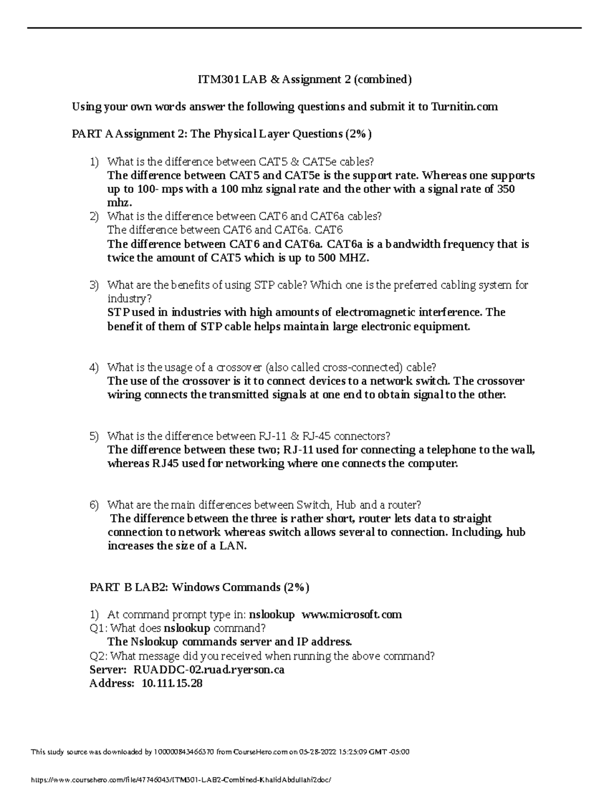 ITM301 LAB2 Combined Khalid Abdullahi 2 - ITM301 LAB & Assignment 2 (combined) Using your own ...