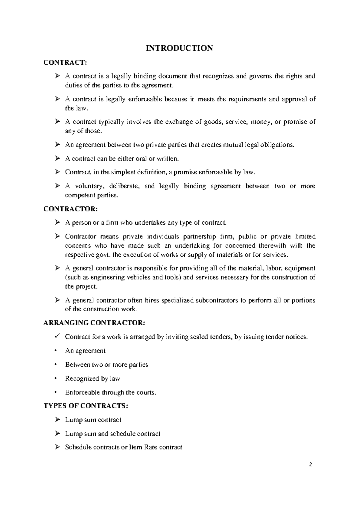 Contract - CONTRACT: INTRODUCTION A contract is a legally binding ...