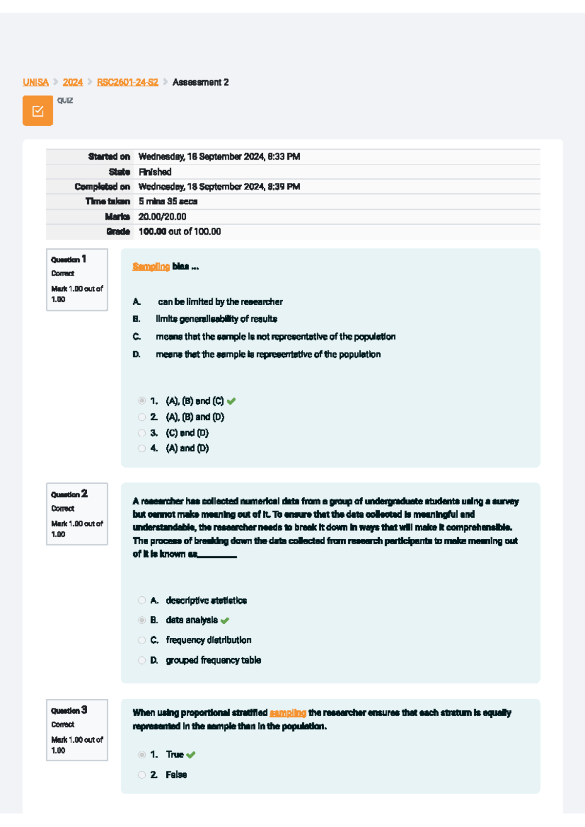 RSC2601 - Assessment 2 - UNISA 2024 Assessment 2 QUIZ Started on ...