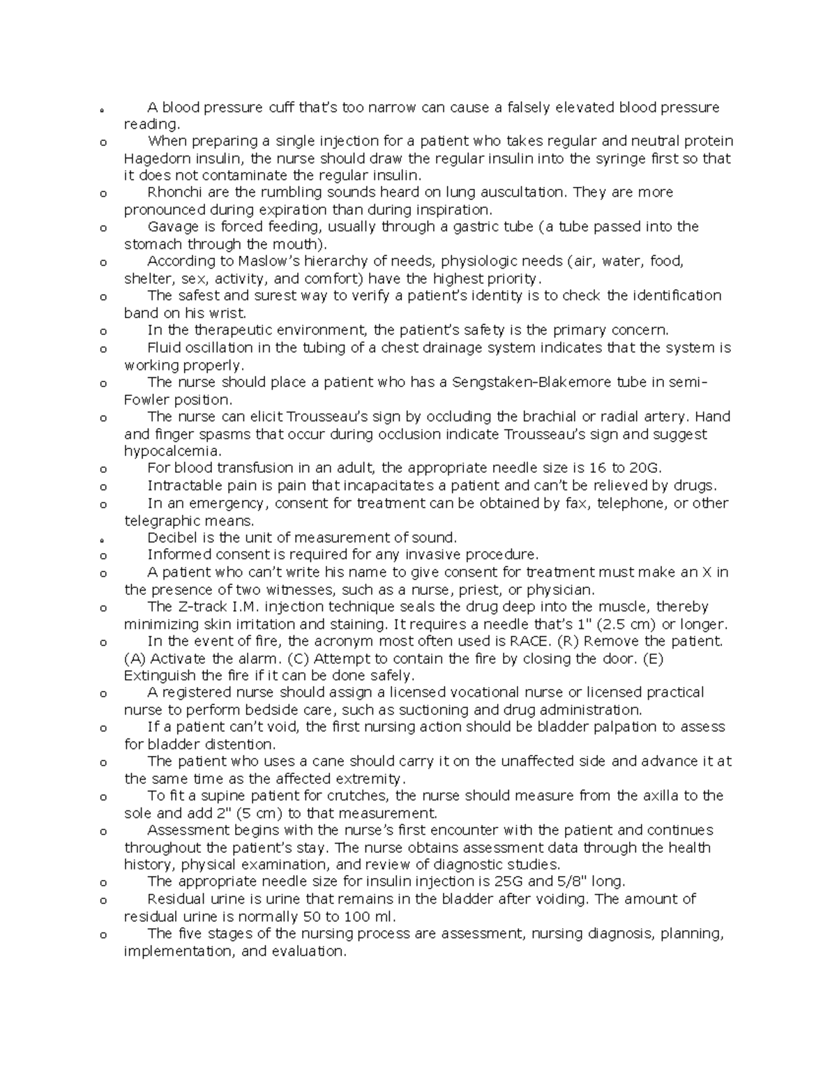 A blood pressure cuff that - o When preparing a single injection for a ...