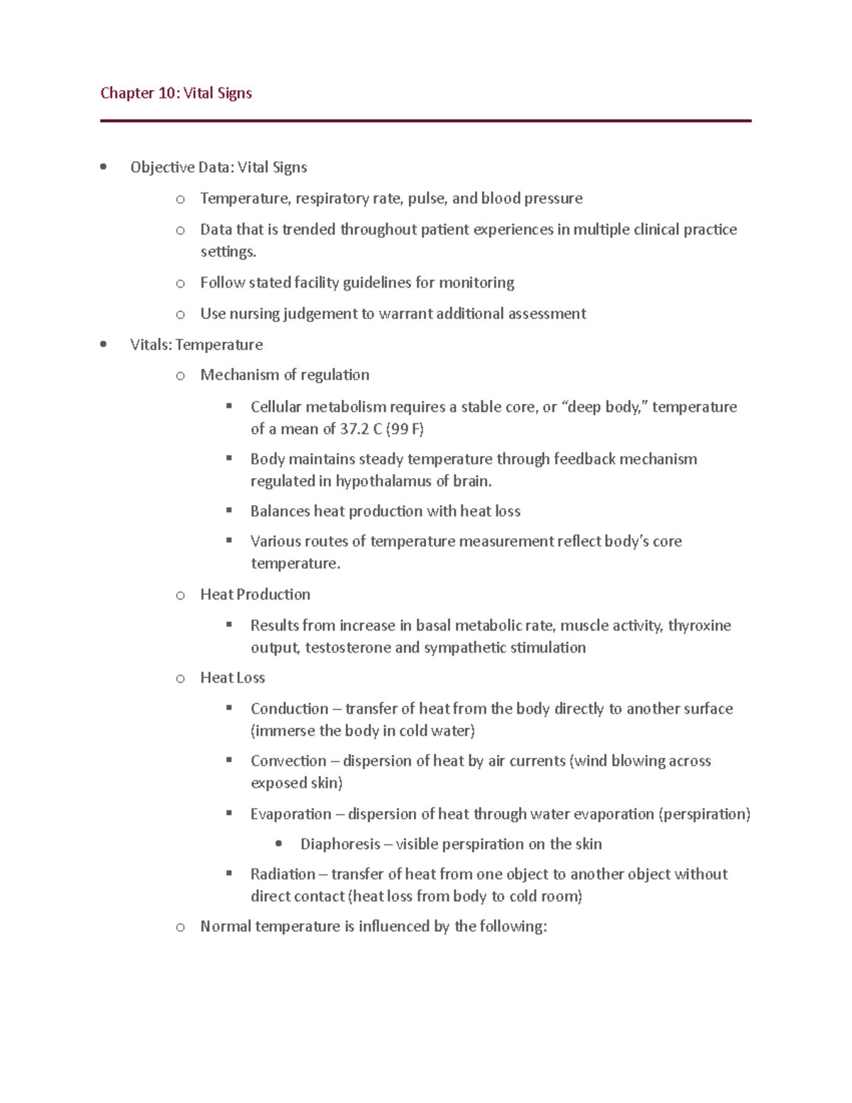 Chapter 10 Phys A Wk 4 - Vital Signs - Chapter 10: Vital Signs ...