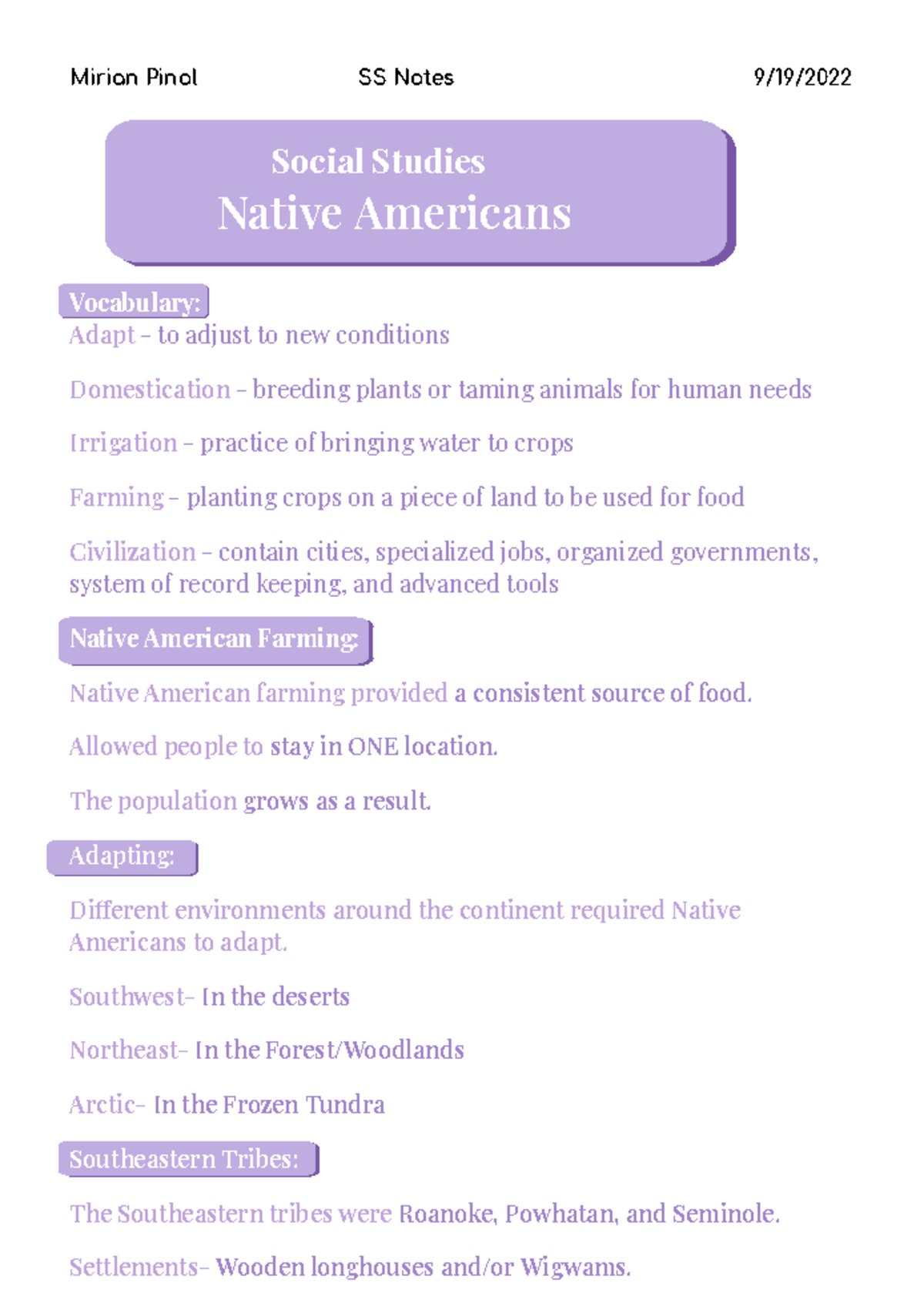 Social Studies Notes - Google Docs - Mirian Pinol SS Notes 9/19/ Social ...