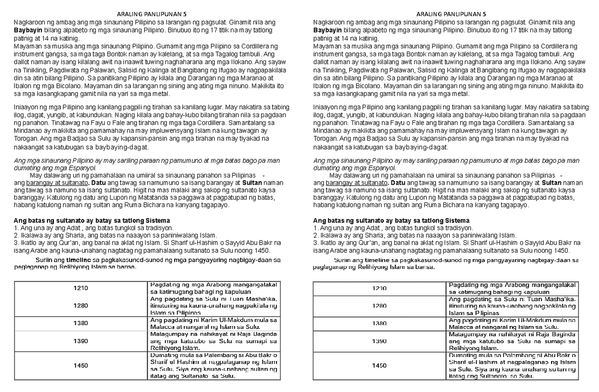 AP Q1 W6 D3 - LESSON FOR GRADE FIVE - ARALING PANLIPUNAN 5 Nagkaroon ng ...
