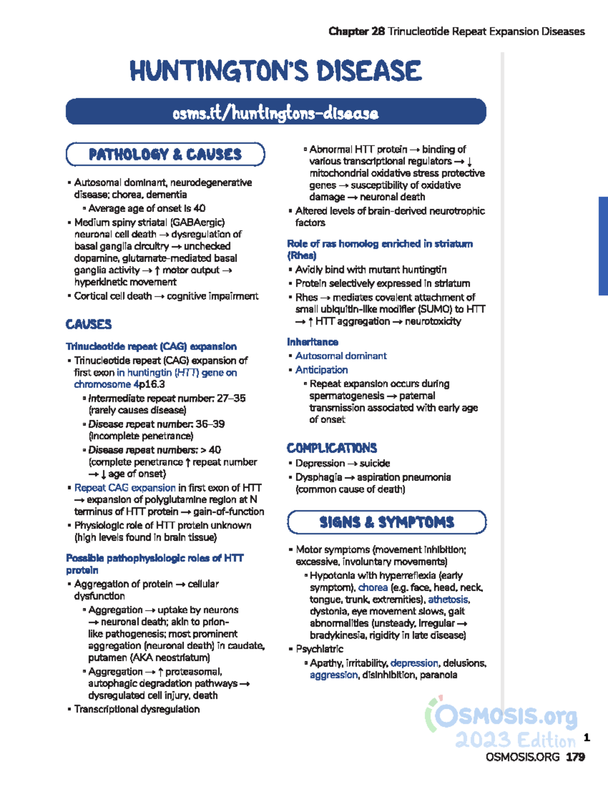 Huntingtons disease - lecture notes - NUR1 209 - Studocu