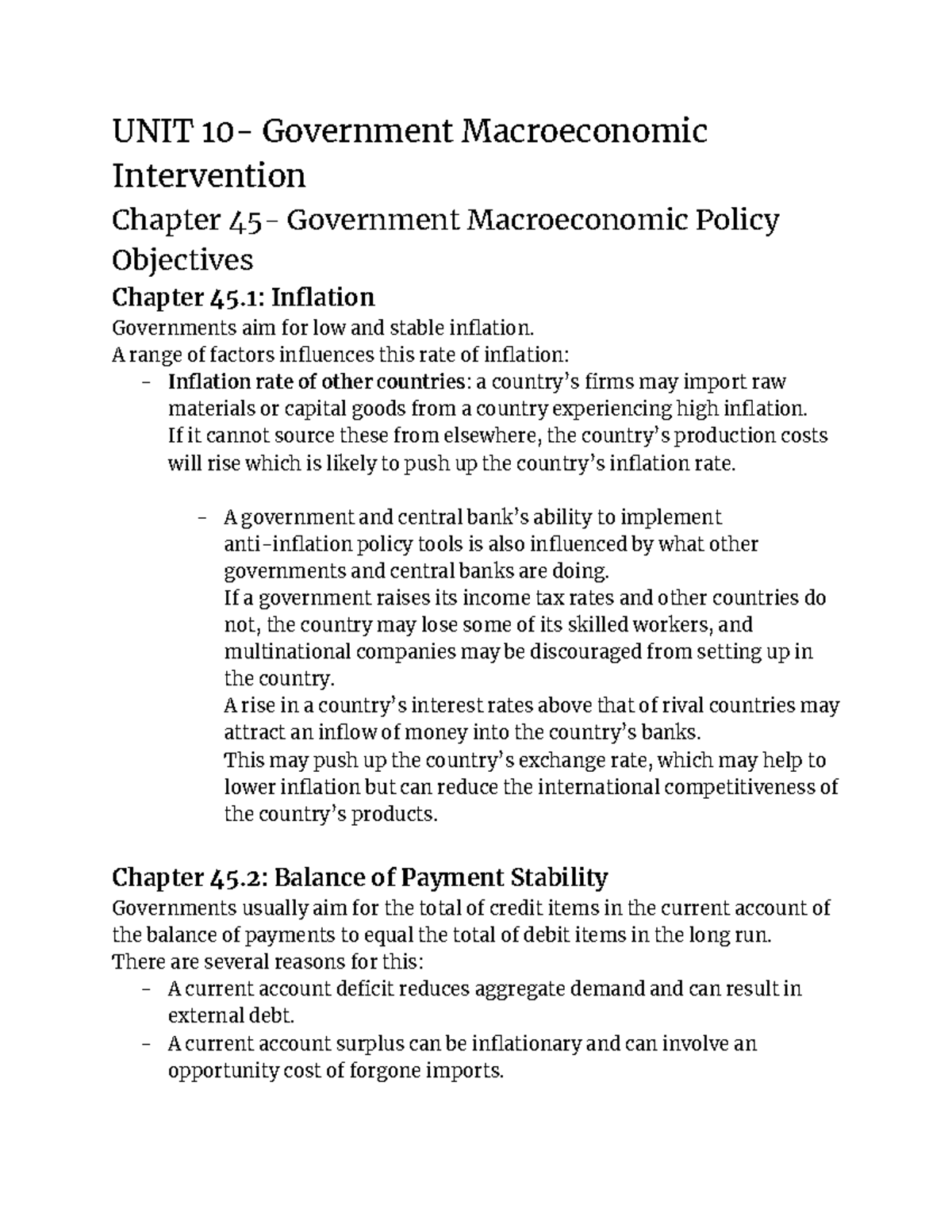 ECONOMICS UNIT 10 - UNIT 10- Government Macroeconomic Intervention ...