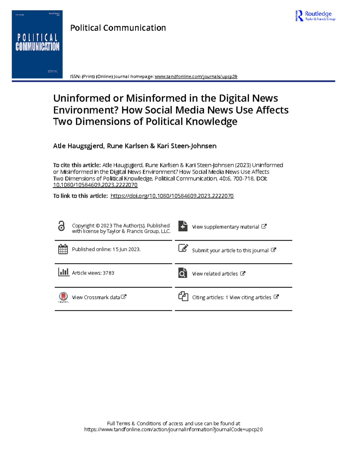 Uninformed or Misinformed in the Digital News Environment How Social ...
