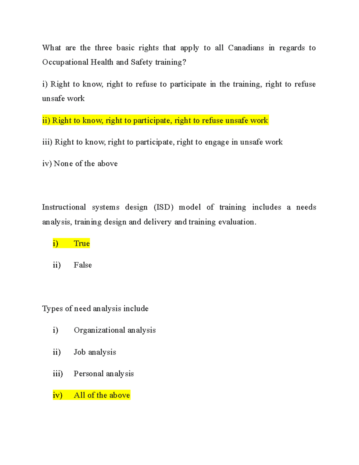 Quiz 3 Canadian Occupational Health and Safety - What are the three ...