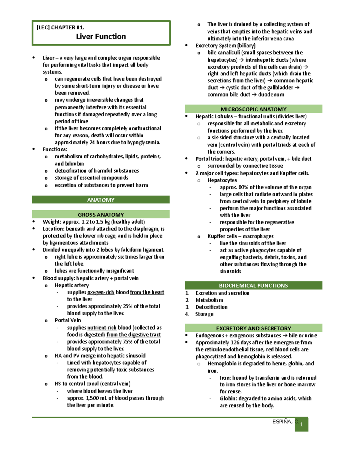 Clinical Chemistry: Liver Function - Liver – a very large and complex ...