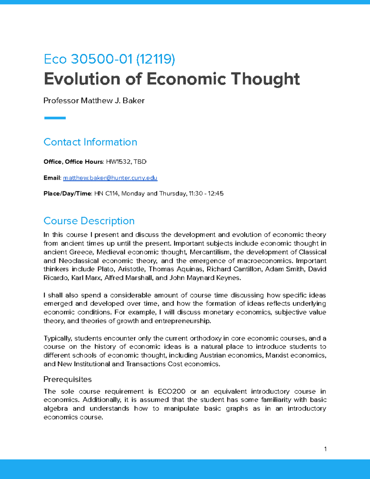 Syllabus HOET - Eco 30500-01 (12119) Evolution of Economic Thought ...