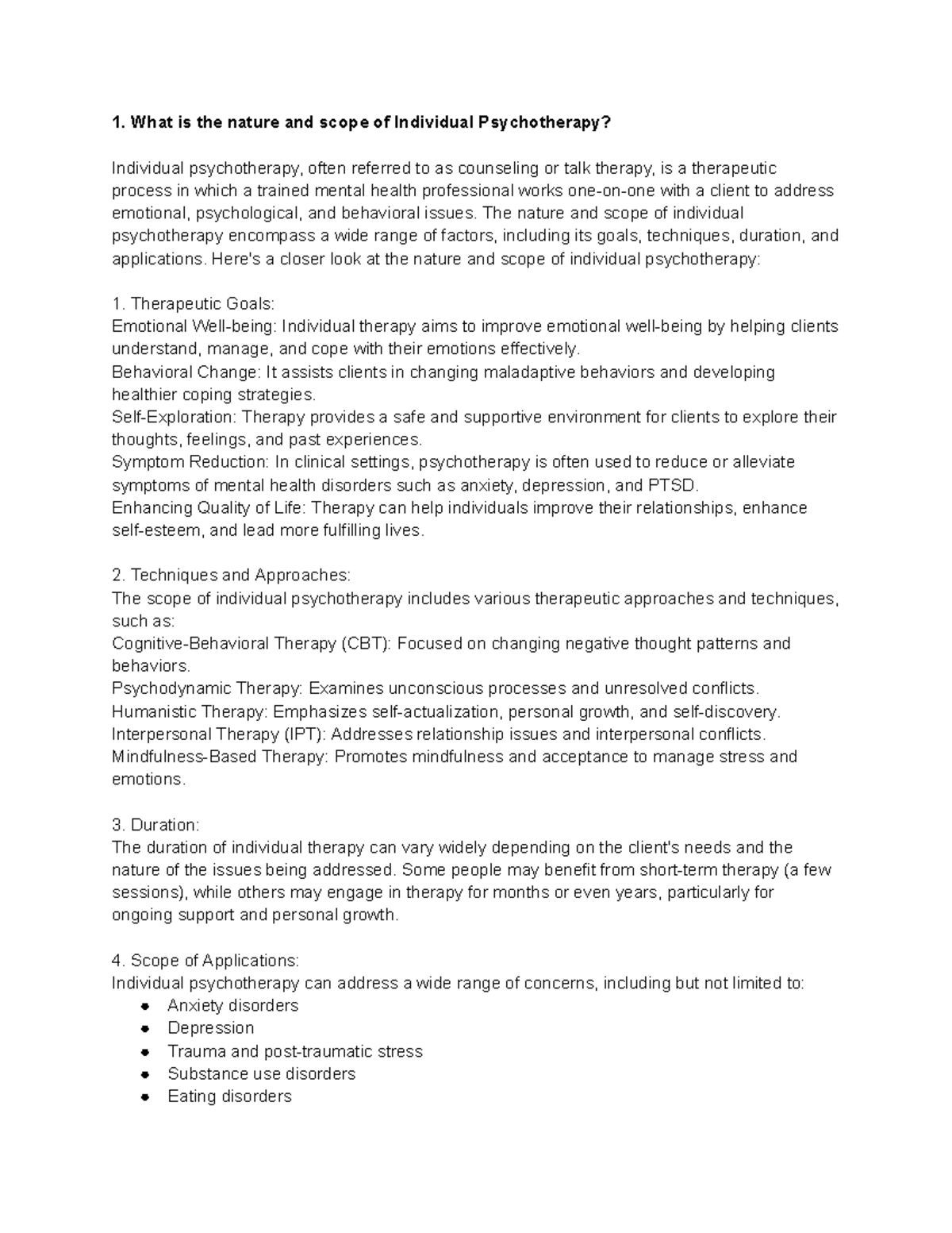 Individual psyche - psychotherapy - What is the nature and scope of ...