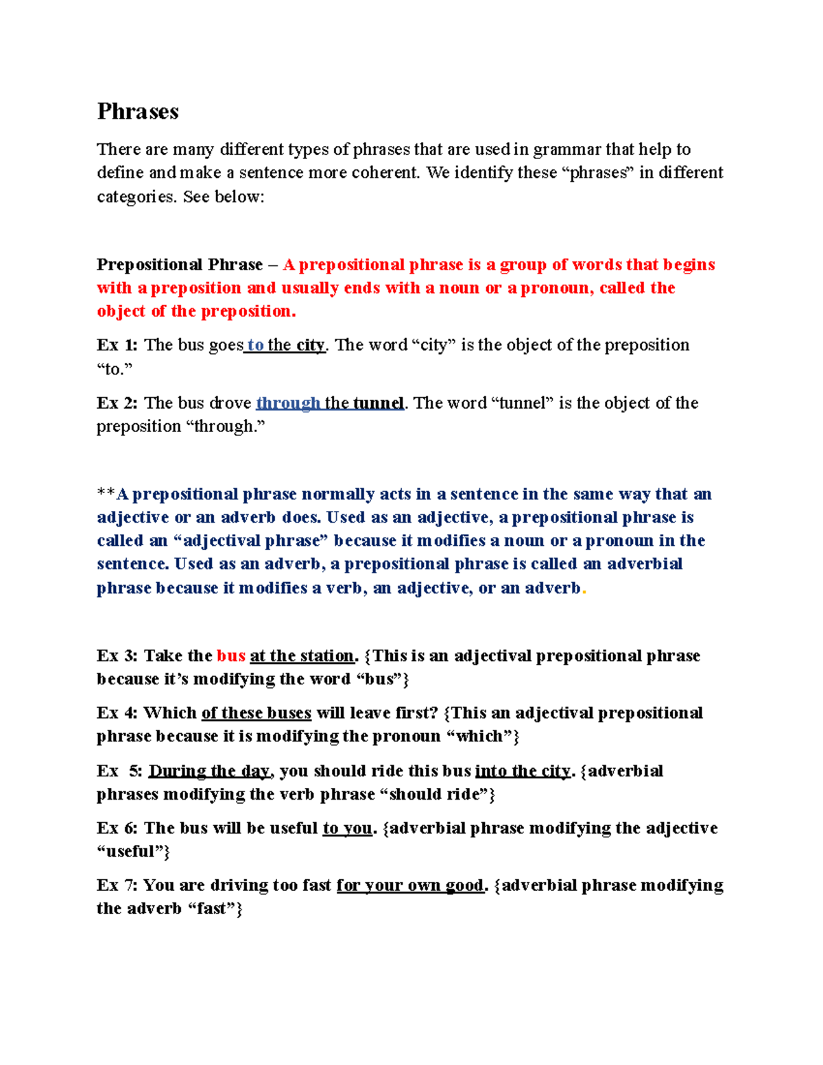 Phrases notes/Notes to help pass - Phrases There are many different ...
