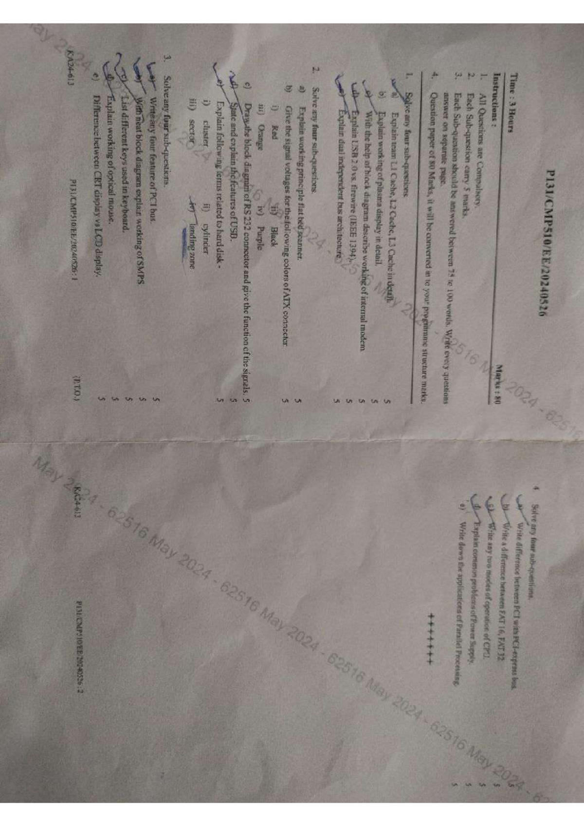 Computer system architecture question paper 2024-may - Bachelors of ...