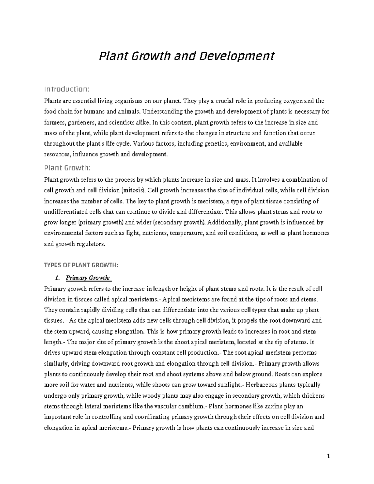 Plant Growth and Development; Finale - Plant Growth and Development ...