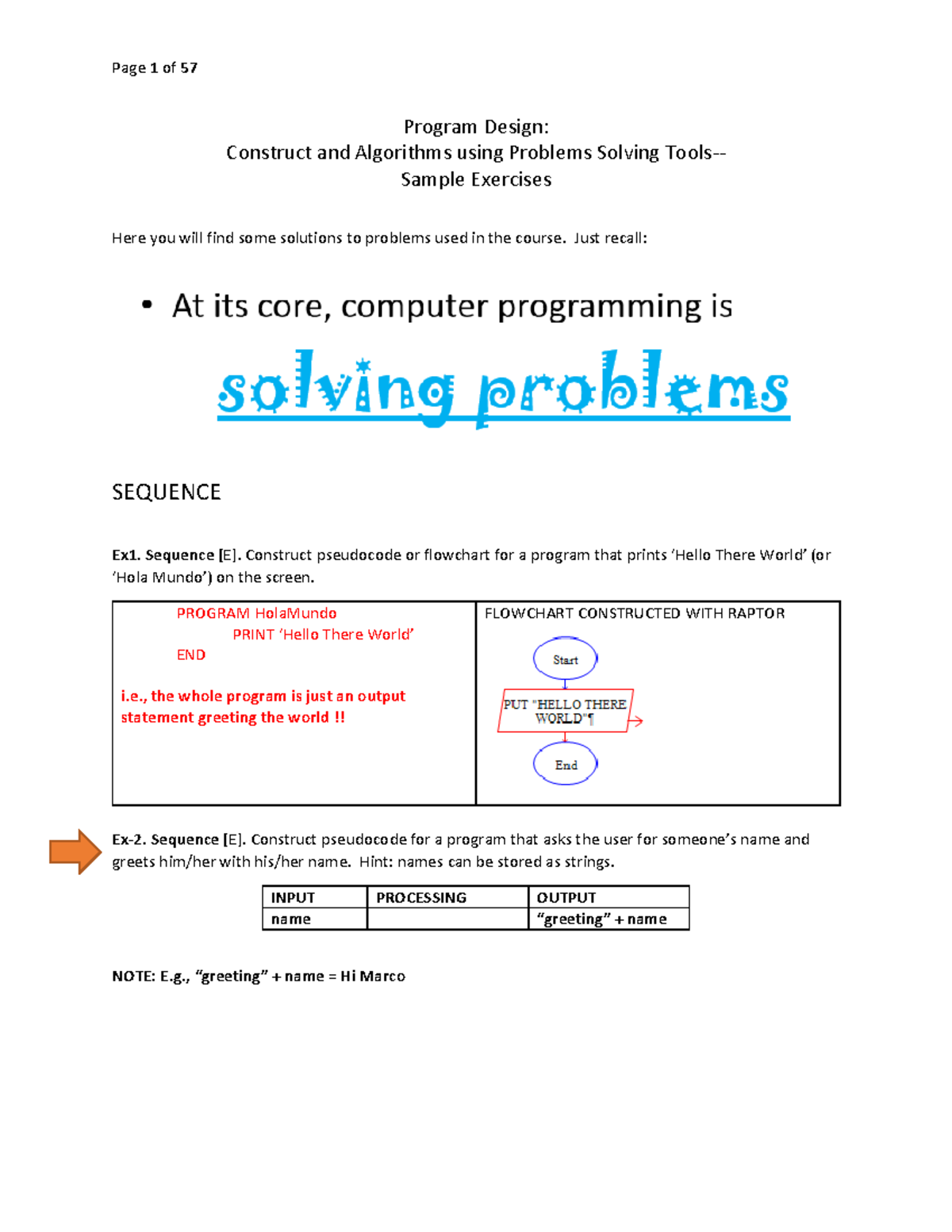 Sampleexercises-key-v15 - Program Design: Construct and Algorithms using Problems Solving Tools ...