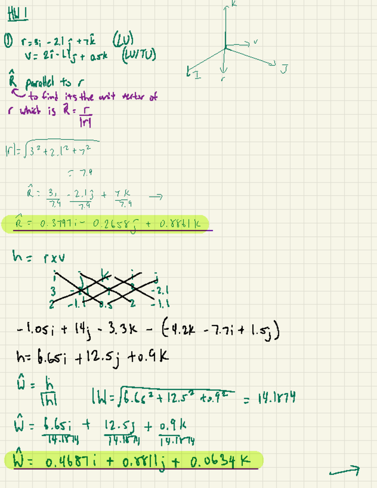 Hw - homework - K HWI D r = 3i - 2. ~ 1j xi (v) - > v = 2i - 1. (j ...