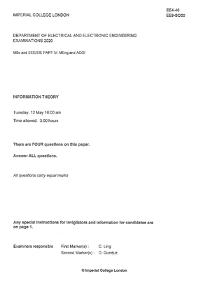 Exam 2014, questions and answers - E IMPERIAL COLLEGE LONDON 5595020 ...