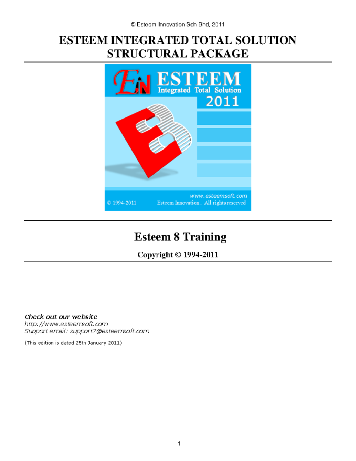 Esteem Training - Notes - ESTEEM INTEGRATED TOTAL SOLUTION STRUCTURAL ...
