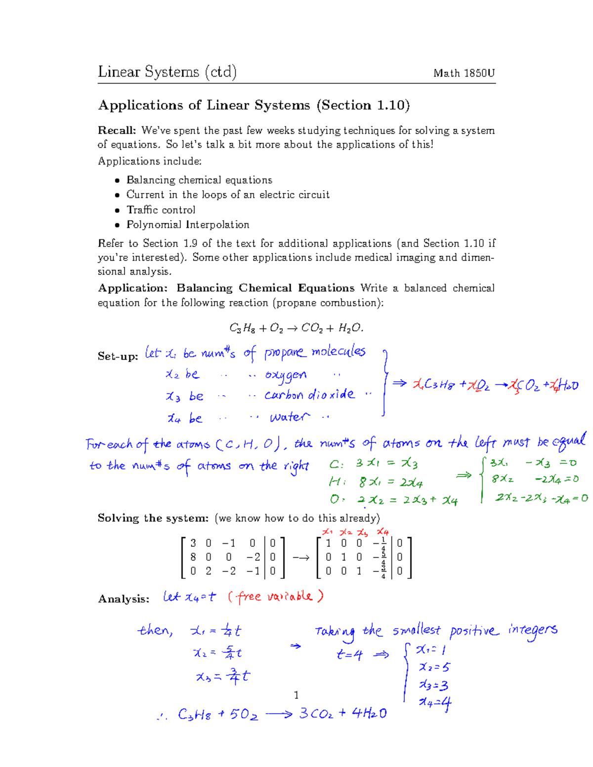 Lecture 6-posted - Linear Systems (ctd) Math 1850U Applications of ...