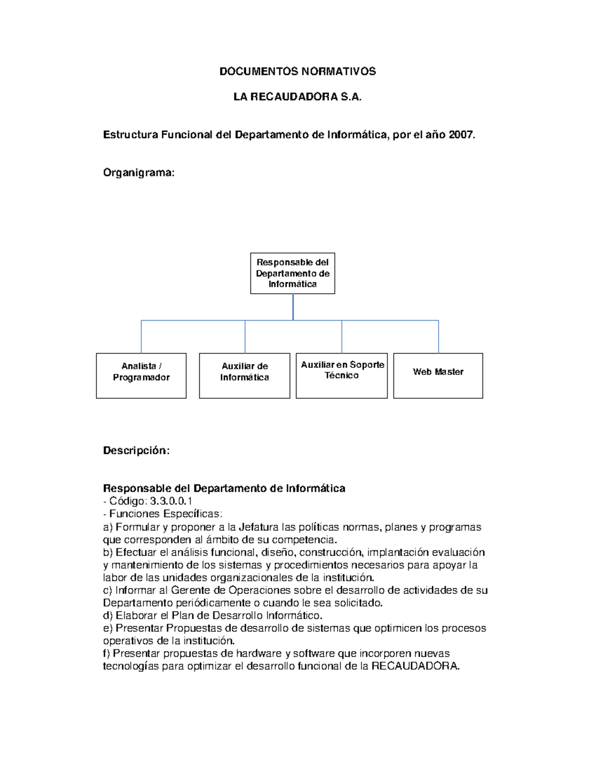C1 Documentos Normativos - DOCUMENTOS NORMATIVOS LA RECAUDADORA S ...